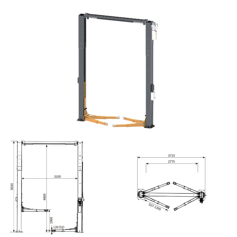 6800kg Two-Post Lift: 1960mm Height, 2-Stage Column+24V for Heavy Truck ...