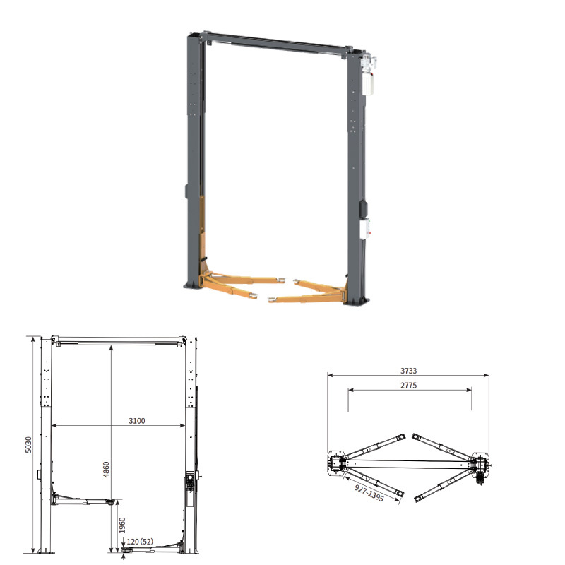 6800kg Two-Post Lift: 1960mm Height, 2-Stage Column+24V for Heavy Truck ...